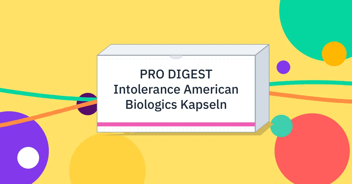 Symbolbild: Packung mit der Aufschrift PRO DIGEST Intolerance American Biologics Kapseln (PZN 15814406) – Verfügbarkeit und Bezug in Apotheken in Frankfurt am Main