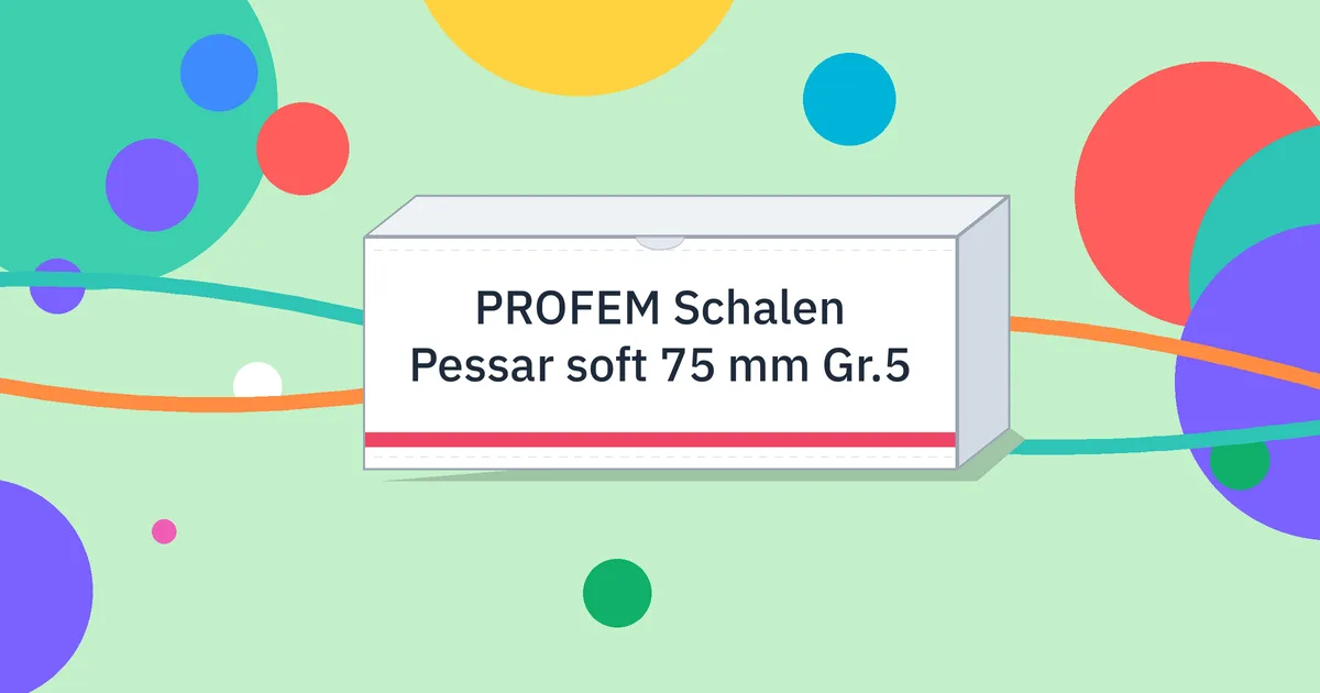 Symbolbild: Packung mit der Aufschrift PROFEM Schalen Pessar soft 75 mm Gr.5 (PZN 20394053) – Verfügbarkeit und Bezug in Apotheken in Frankfurt am Main