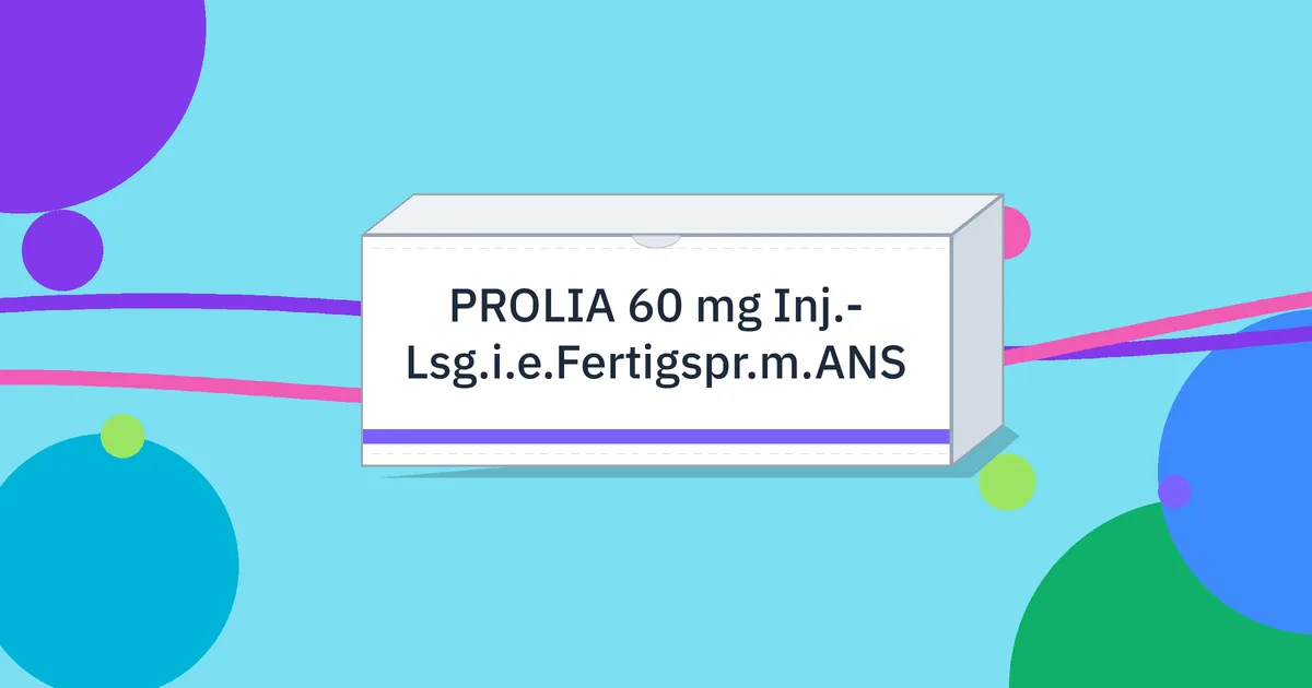 Symbolbild: Packung mit der Aufschrift PROLIA 60 mg Inj.-Lsg.i.e.Fertigspr.m.ANS (PZN 07693325) – Verfügbarkeit und Bezug in Apotheken in Frankfurt am Main