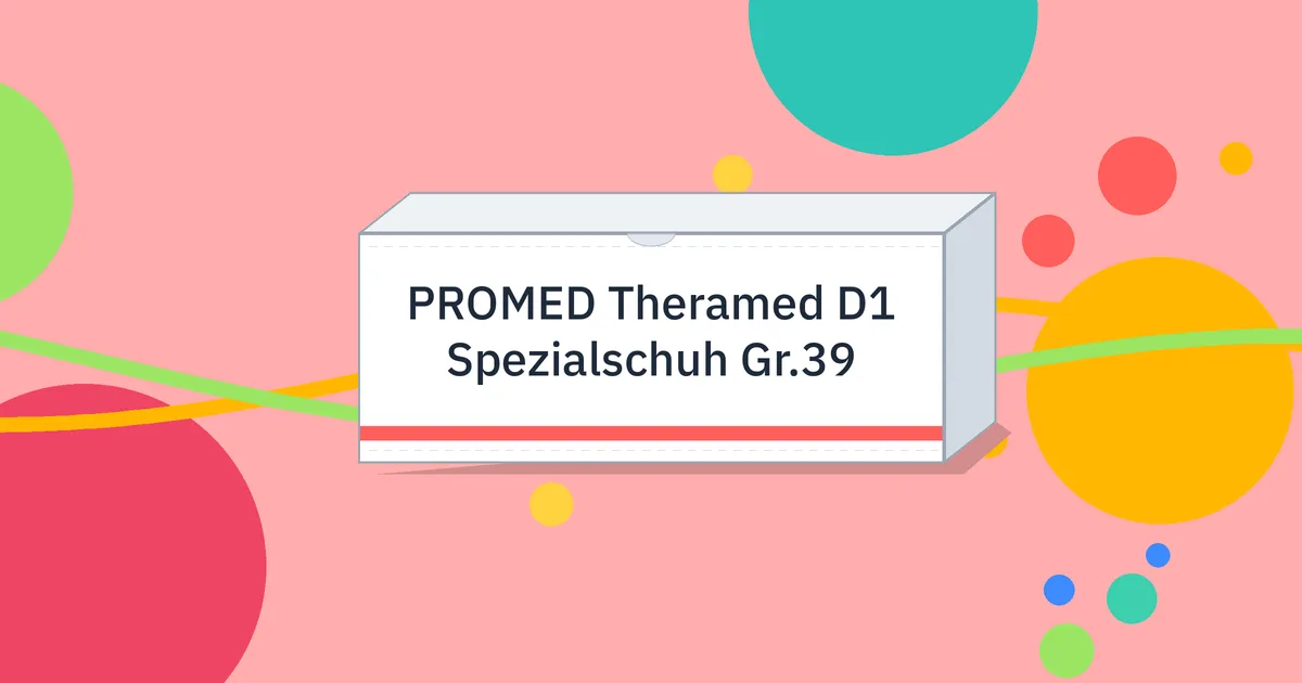 Symbolbild: Packung mit der Aufschrift PROMED Theramed D1 Spezialschuh Gr.39 (PZN 05482446) – Verfügbarkeit und Bezug in Apotheken in Frankfurt am Main