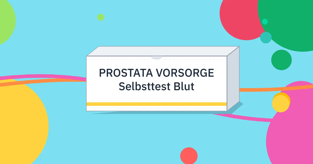 Symbolbild: Packung mit der Aufschrift PROSTATA VORSORGE Selbsttest Blut (PZN 18795342) – Verfügbarkeit und Bezug in Apotheken in Frankfurt am Main
