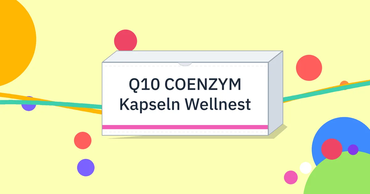 Symbolbild: Packung mit der Aufschrift Q10 COENZYM Kapseln Wellnest (PZN 08458862) – Verfügbarkeit und Bezug in Apotheken in Frankfurt am Main
