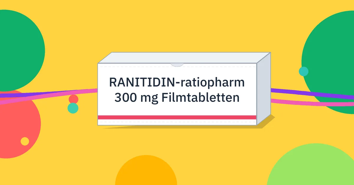 Symbolbild: Packung mit der Aufschrift RANITIDIN-ratiopharm 300 mg Filmtabletten (PZN 07156372) – Verfügbarkeit und Bezug in Apotheken in Frankfurt am Main