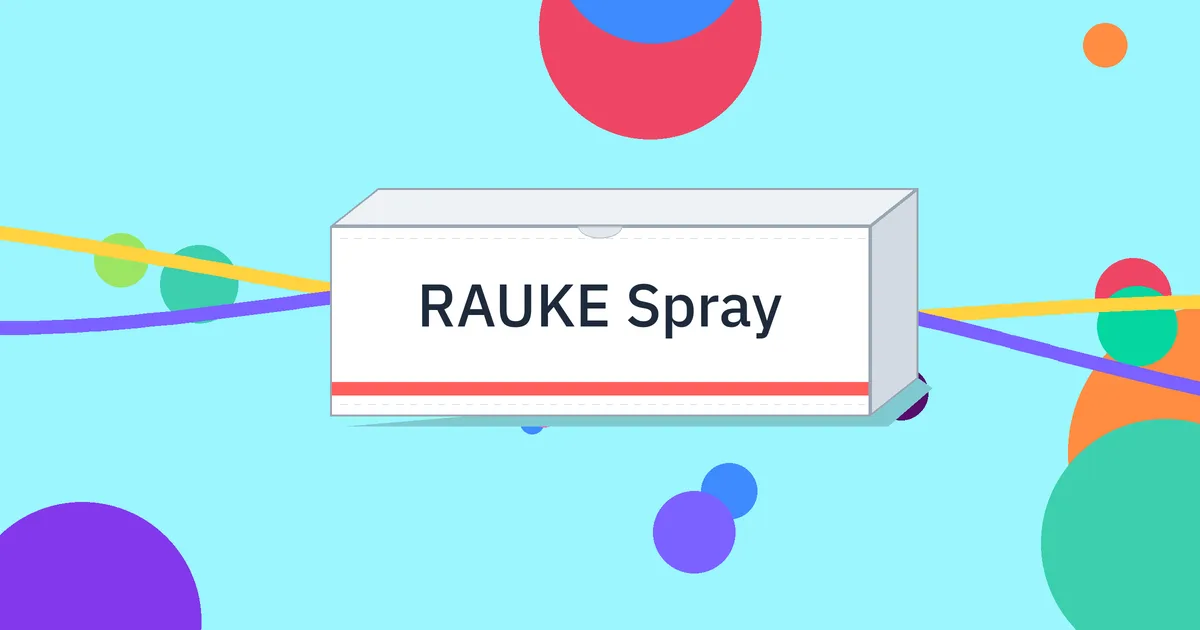 Symbolbild: Packung mit der Aufschrift RAUKE Spray (PZN 18741702) – Verfügbarkeit und Bezug in Apotheken in Frankfurt am Main
