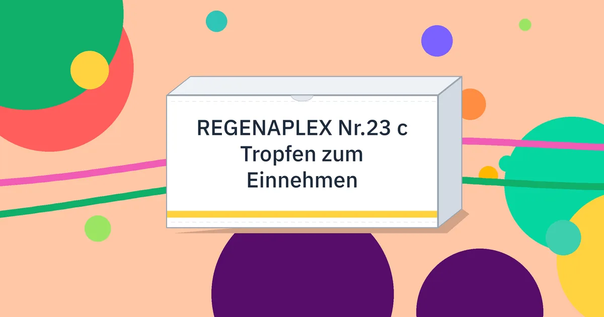 Symbolbild: Packung mit der Aufschrift REGENAPLEX Nr.23 c Tropfen zum Einnehmen (PZN 02642168) – Verfügbarkeit und Bezug in Apotheken in Frankfurt am Main