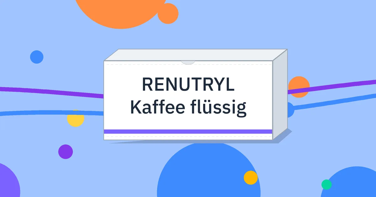 Symbolbild: Packung mit der Aufschrift RENUTRYL Kaffee flüssig (PZN 18048941) – Verfügbarkeit und Bezug in Apotheken in Frankfurt am Main