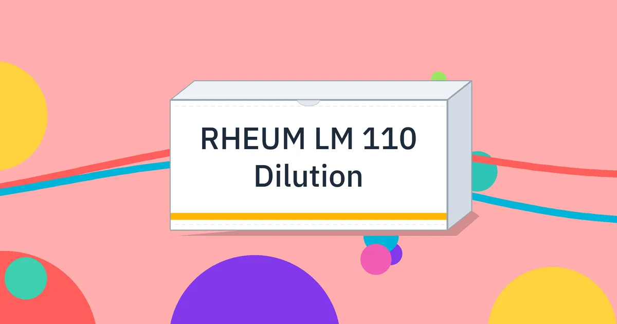 Symbolbild: Packung mit der Aufschrift RHEUM LM 110 Dilution (PZN 13049781) – Verfügbarkeit und Bezug in Apotheken in Frankfurt am Main