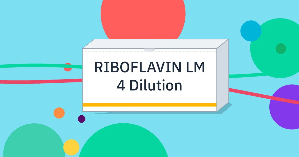 Symbolbild: Packung mit der Aufschrift RIBOFLAVIN LM 4 Dilution (PZN 13054322) – Verfügbarkeit und Bezug in Apotheken in Frankfurt am Main