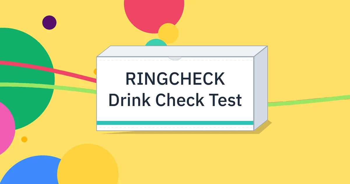 Symbolbild: Packung mit der Aufschrift RINGCHECK Drink Check Test (PZN 20166197) – Verfügbarkeit und Bezug in Apotheken in Frankfurt am Main