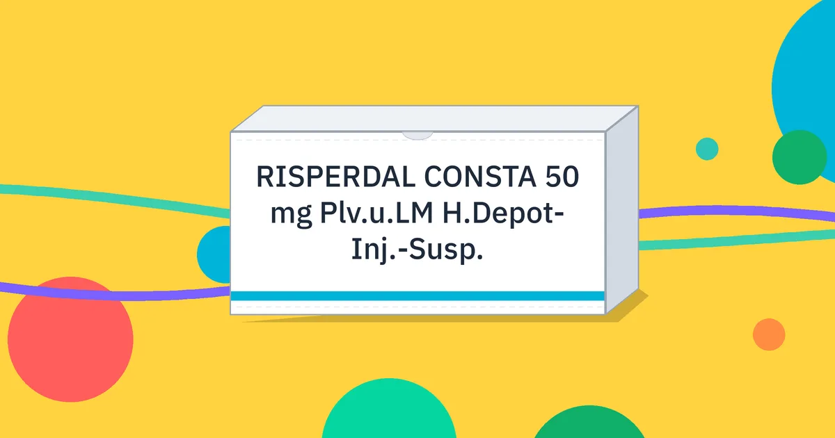 Symbolbild: Packung mit der Aufschrift RISPERDAL CONSTA 50 mg Plv.u.LM H.Depot-Inj.-Susp. (PZN 13912955) – Verfügbarkeit und Bezug in Apotheken in Frankfurt am Main