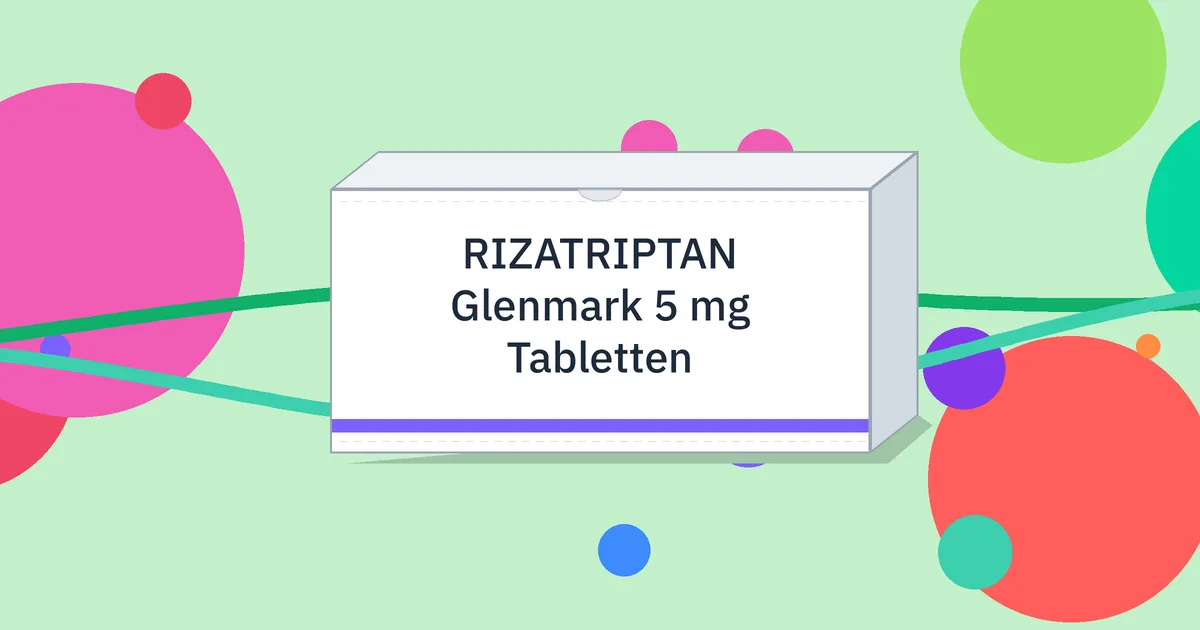 Symbolbild: Packung mit der Aufschrift RIZATRIPTAN Glenmark 5 mg Tabletten (PZN 09947043) – Verfügbarkeit und Bezug in Apotheken in Frankfurt am Main