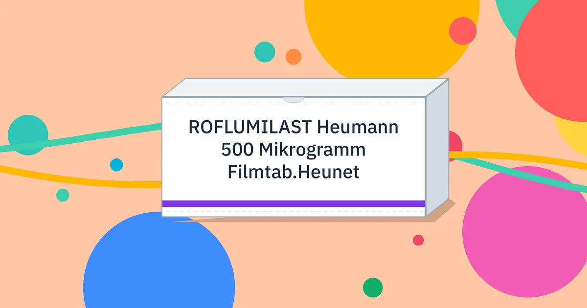 Symbolbild: Packung mit der Aufschrift ROFLUMILAST Heumann 500 Mikrogramm Filmtab.Heunet (PZN 18863026) – Verfügbarkeit und Bezug in Apotheken in Frankfurt am Main