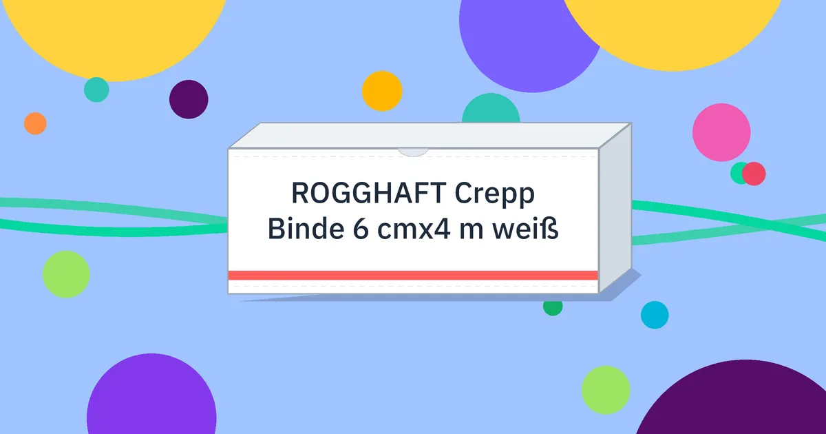 Symbolbild: Packung mit der Aufschrift ROGGHAFT Crepp Binde 6 cmx4 m weiß (PZN 00327540) – Verfügbarkeit und Bezug in Apotheken in Frankfurt am Main