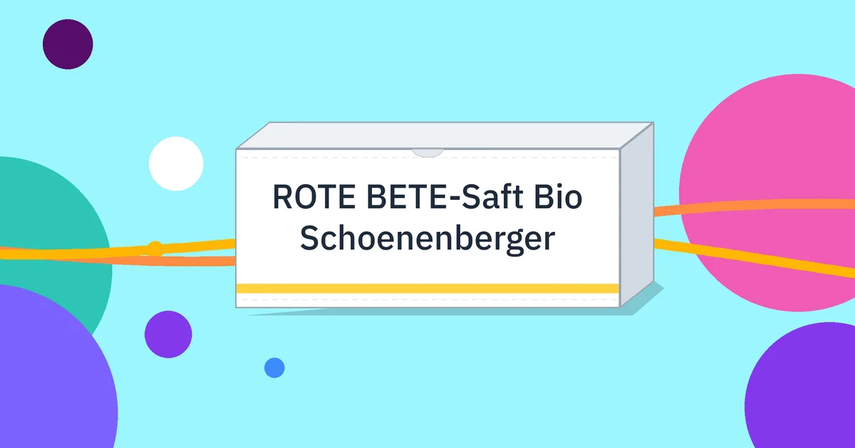Symbolbild: Packung mit der Aufschrift ROTE BETE-Saft Bio Schoenenberger (PZN 15196397) – Verfügbarkeit und Bezug in Apotheken in Frankfurt am Main