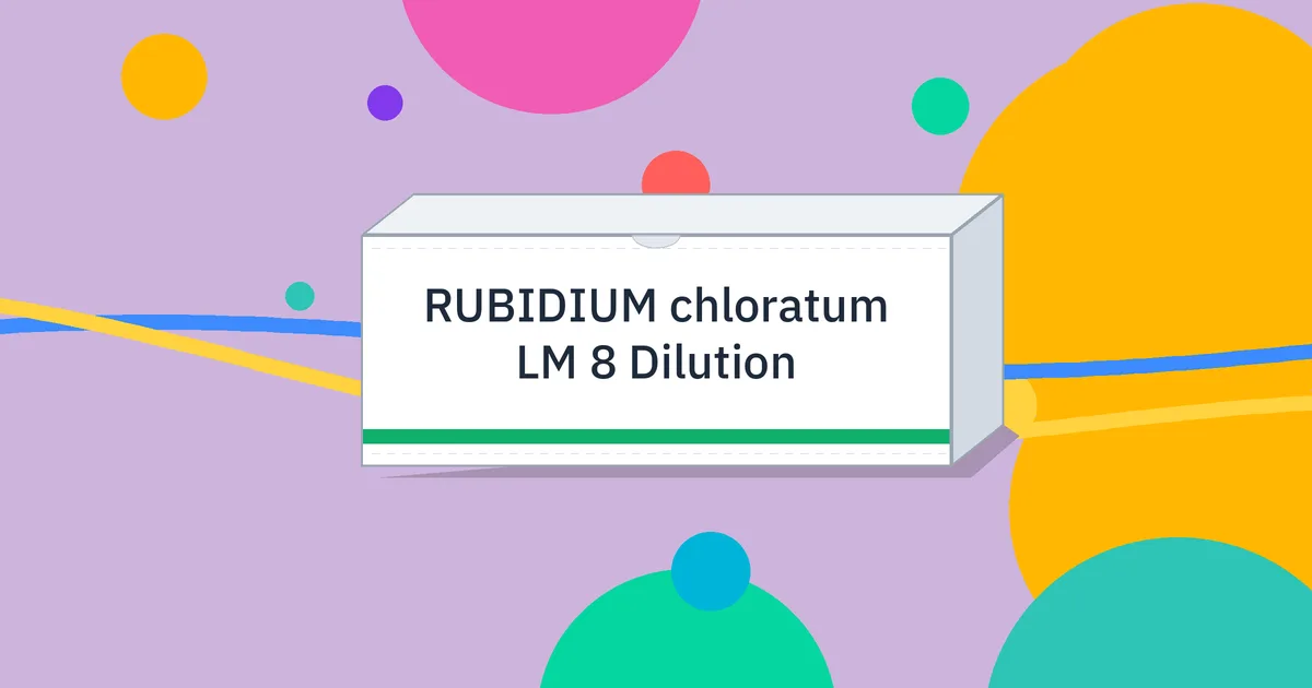 Symbolbild: Packung mit der Aufschrift RUBIDIUM chloratum LM 8 Dilution (PZN 13171795) – Verfügbarkeit und Bezug in Apotheken in Frankfurt am Main