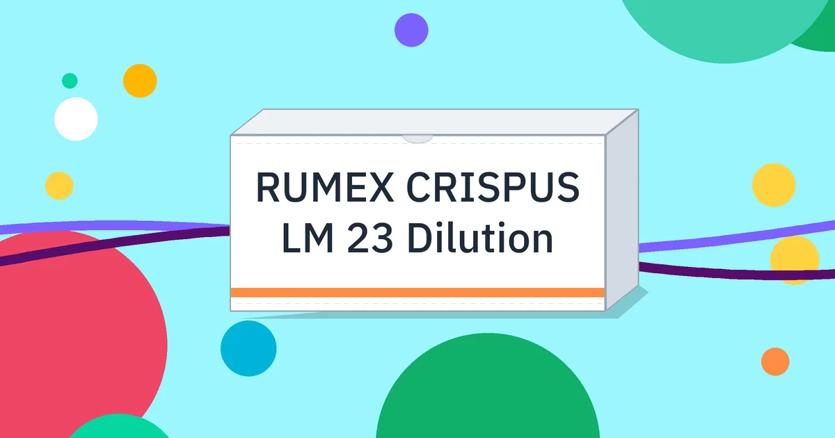 Symbolbild: Packung mit der Aufschrift RUMEX CRISPUS LM 23 Dilution (PZN 13172895) – Verfügbarkeit und Bezug in Apotheken in Frankfurt am Main