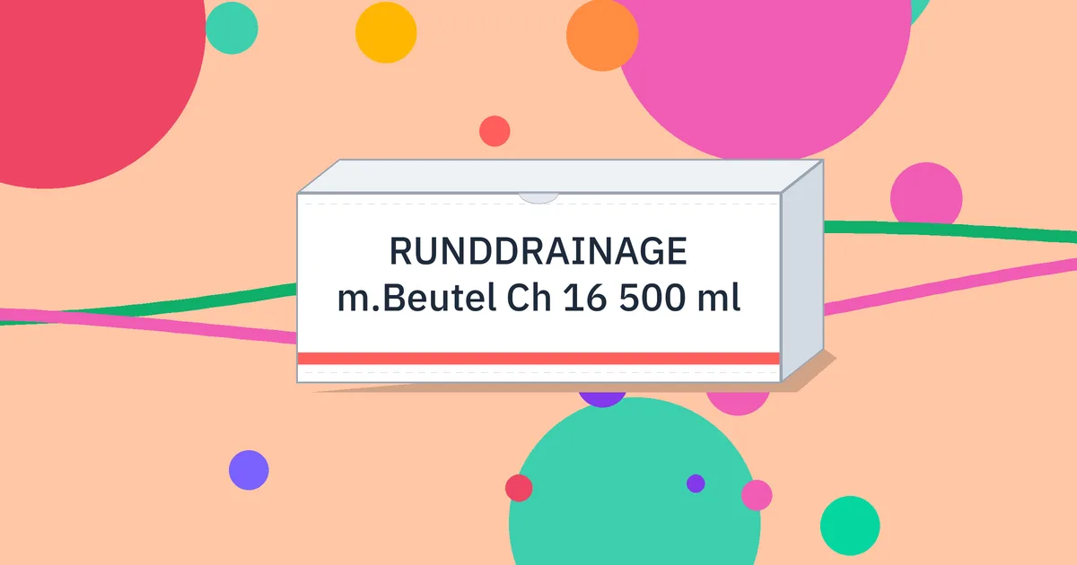 Symbolbild: Packung mit der Aufschrift RUNDDRAINAGE m.Beutel Ch 16 500 ml (PZN 10327239) – Verfügbarkeit und Bezug in Apotheken in Frankfurt am Main