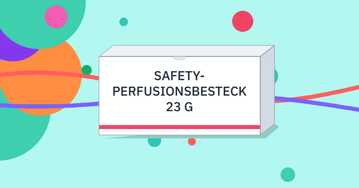 Symbolbild: Packung mit der Aufschrift SAFETY-PERFUSIONSBESTECK 23 G (PZN 02087407) – Verfügbarkeit und Bezug in Apotheken in Frankfurt am Main