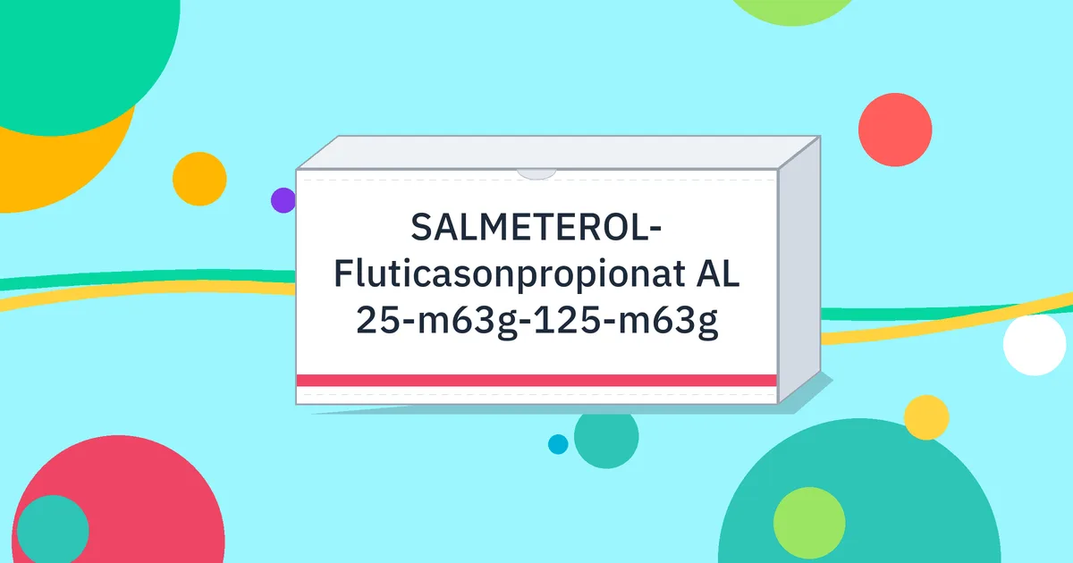 Symbolbild: Packung mit der Aufschrift SALMETEROL-Fluticasonpropionat AL 25-m63g-125-m63g (PZN 14465234) – Verfügbarkeit und Bezug in Apotheken in Frankfurt am Main