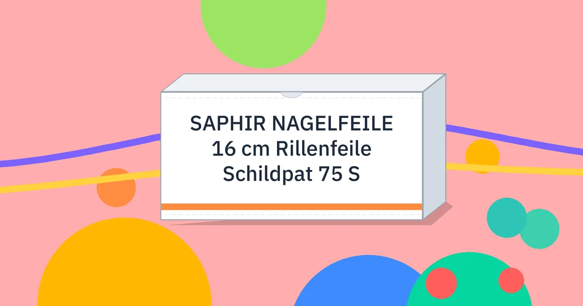 Symbolbild: Packung mit der Aufschrift SAPHIR NAGELFEILE 16 cm Rillenfeile Schildpat 75 S (PZN 19283638) – Verfügbarkeit und Bezug in Apotheken in Frankfurt am Main