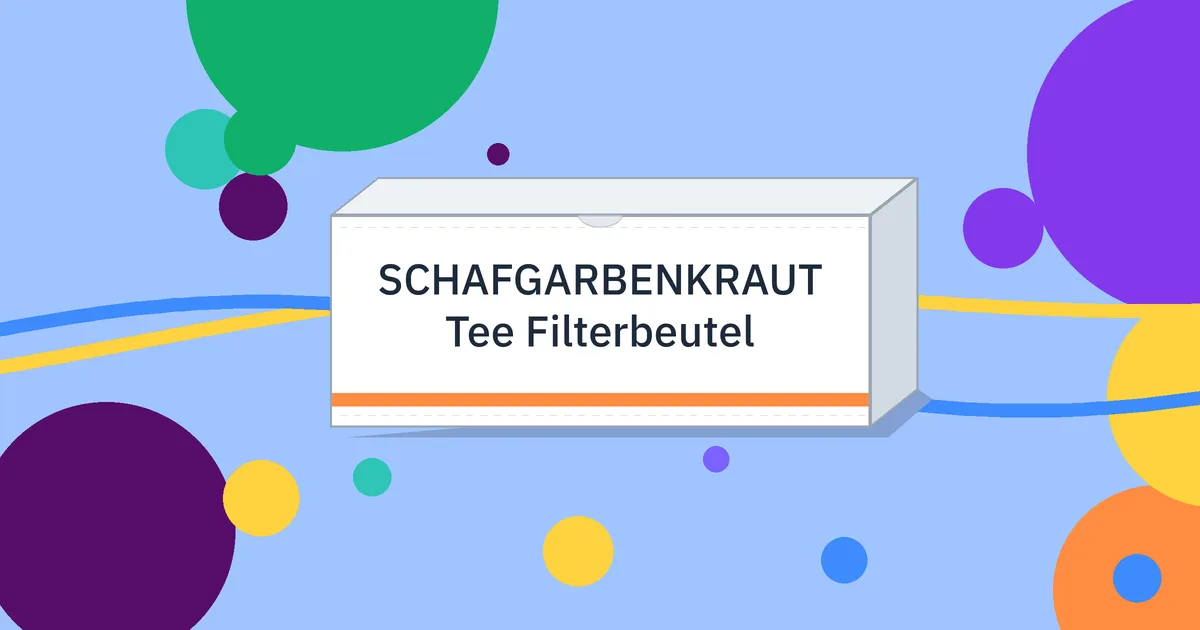 Symbolbild: Packung mit der Aufschrift SCHAFGARBENKRAUT Tee Filterbeutel (PZN 00672320) – Verfügbarkeit und Bezug in Apotheken in Frankfurt am Main