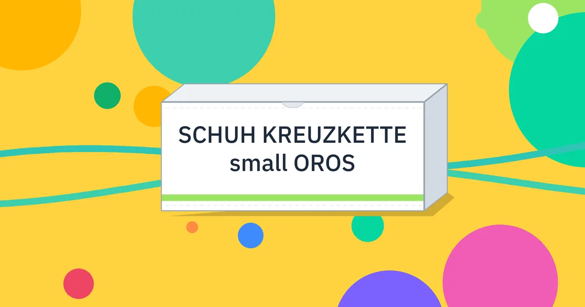 Symbolbild: Packung mit der Aufschrift SCHUH KREUZKETTE small OROS (PZN 00877186) – Verfügbarkeit und Bezug in Apotheken in Frankfurt am Main