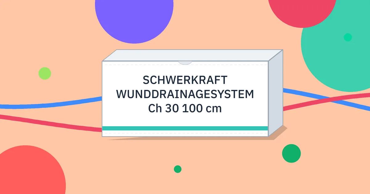 Symbolbild: Packung mit der Aufschrift SCHWERKRAFT WUNDDRAINAGESYSTEM Ch 30 100 cm (PZN 04500900) – Verfügbarkeit und Bezug in Apotheken in Frankfurt am Main
