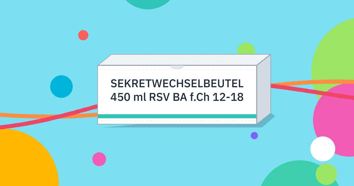 Symbolbild: Packung mit der Aufschrift SEKRETWECHSELBEUTEL 450 ml RSV BA f.Ch 12-18 (PZN 17488342) – Verfügbarkeit und Bezug in Apotheken in Frankfurt am Main
