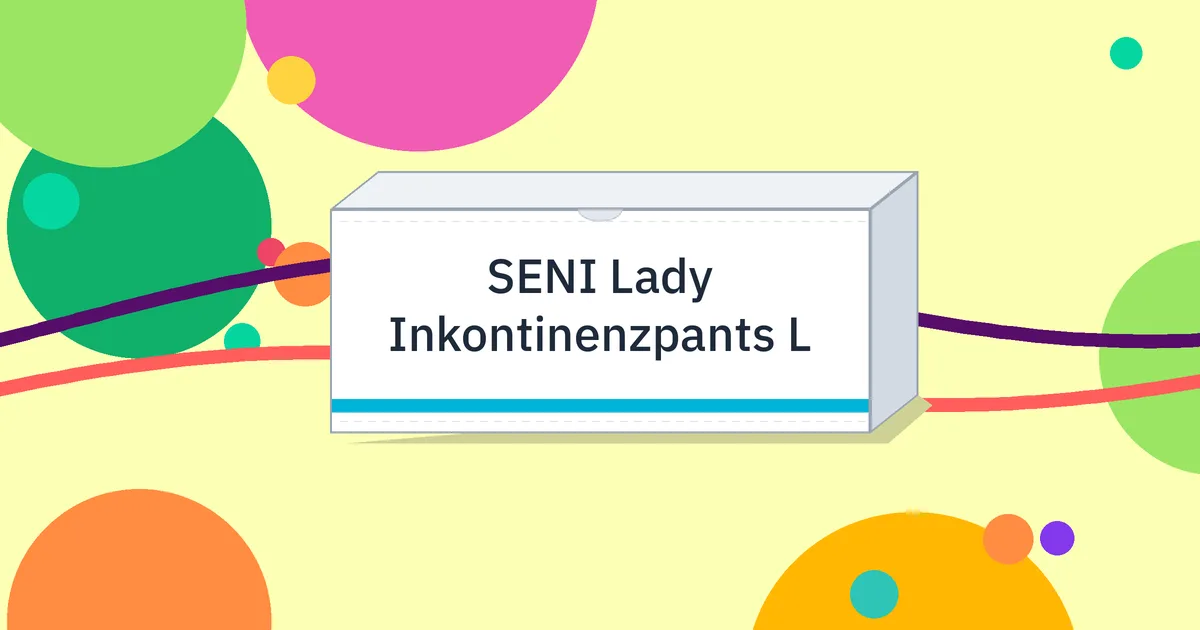 Symbolbild: Packung mit der Aufschrift SENI Lady Inkontinenzpants L (PZN 20322467) – Verfügbarkeit und Bezug in Apotheken in Frankfurt am Main