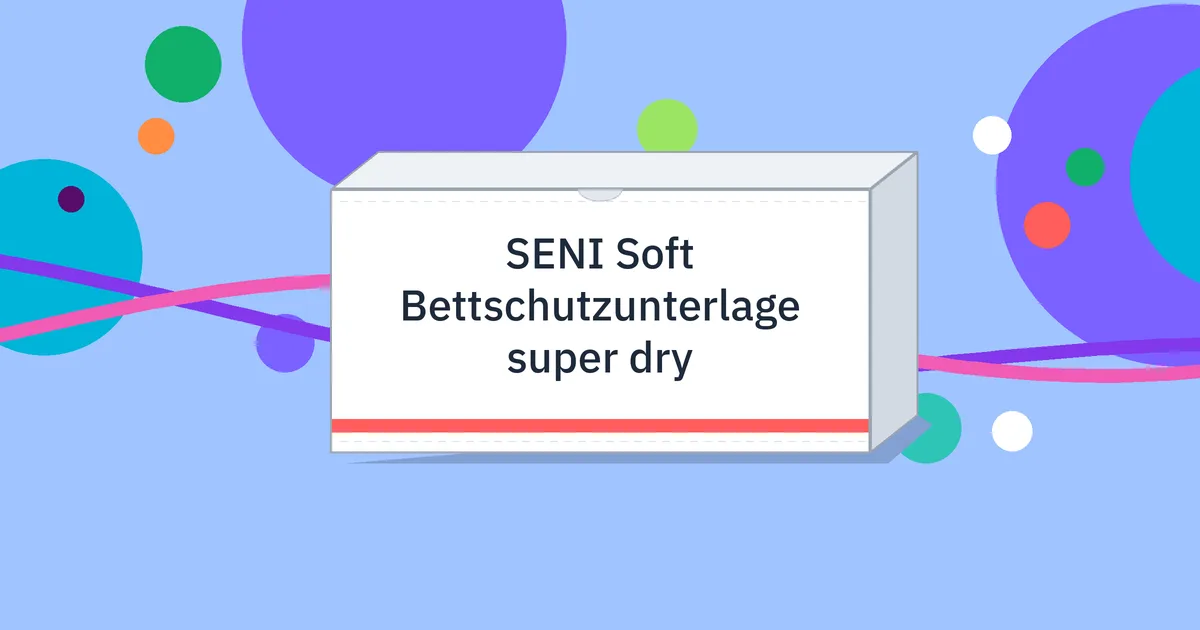 Symbolbild: Packung mit der Aufschrift SENI Soft Bettschutzunterlage super dry (PZN 11240227) – Verfügbarkeit und Bezug in Apotheken in Frankfurt am Main
