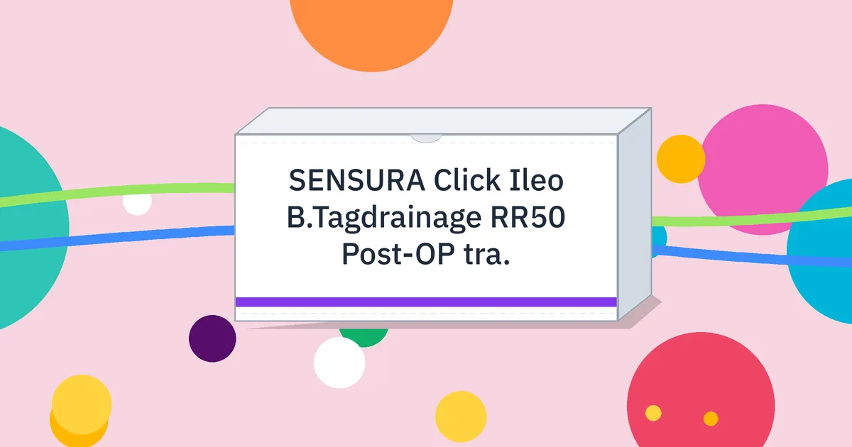 Symbolbild: Packung mit der Aufschrift SENSURA Click Ileo B.Tagdrainage RR50 Post-OP tra. (PZN 10739752) – Verfügbarkeit und Bezug in Apotheken in Frankfurt am Main