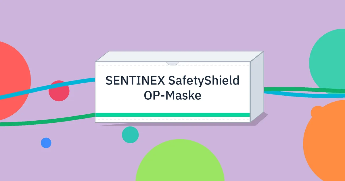 Symbolbild: Packung mit der Aufschrift SENTINEX SafetyShield OP-Maske (PZN 18788626) – Verfügbarkeit und Bezug in Apotheken in Frankfurt am Main
