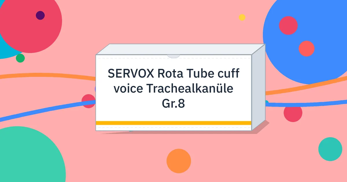Symbolbild: Packung mit der Aufschrift SERVOX Rota Tube cuff voice Trachealkanüle Gr.8 (PZN 09333105) – Verfügbarkeit und Bezug in Apotheken in Frankfurt am Main