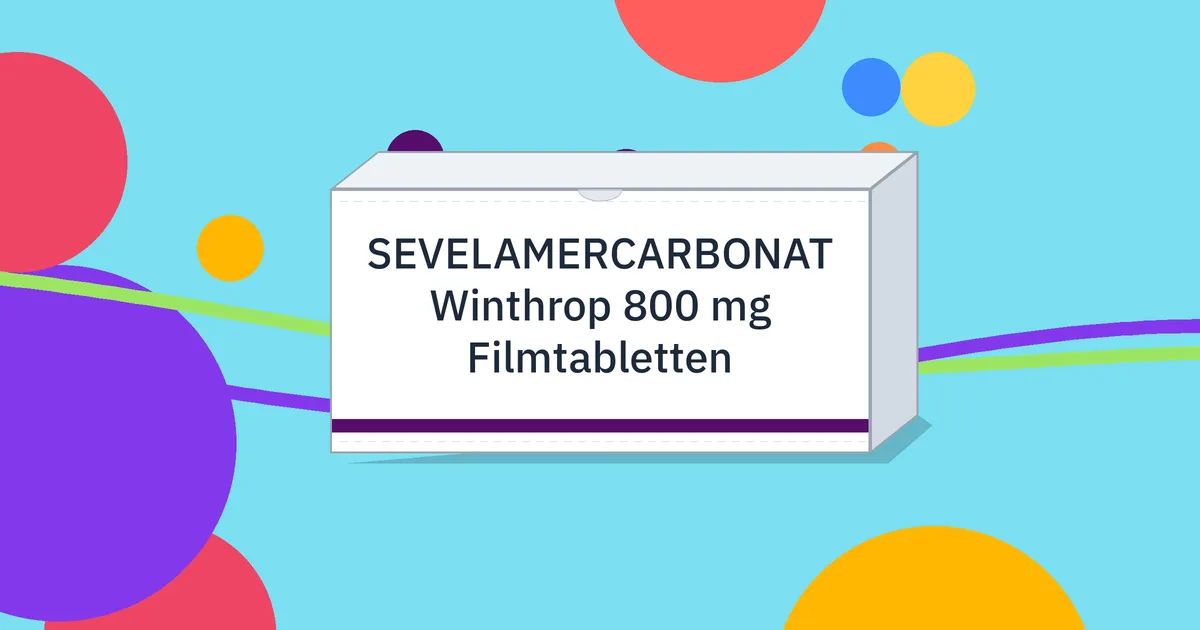 Symbolbild: Packung mit der Aufschrift SEVELAMERCARBONAT Winthrop 800 mg Filmtabletten (PZN 17881683) – Verfügbarkeit und Bezug in Apotheken in Frankfurt am Main