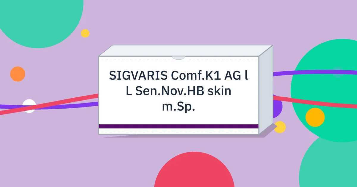 Symbolbild: Packung mit der Aufschrift SIGVARIS Comf.K1 AG l L Sen.Nov.HB skin m.Sp. (PZN 17102696) – Verfügbarkeit und Bezug in Apotheken in Frankfurt am Main