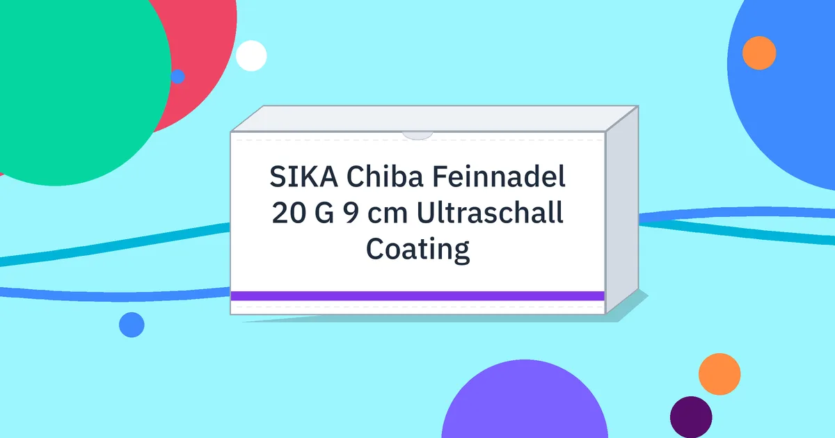 Symbolbild: Packung mit der Aufschrift SIKA Chiba Feinnadel 20 G 9 cm Ultraschall Coating (PZN 01804781) – Verfügbarkeit und Bezug in Apotheken in Frankfurt am Main