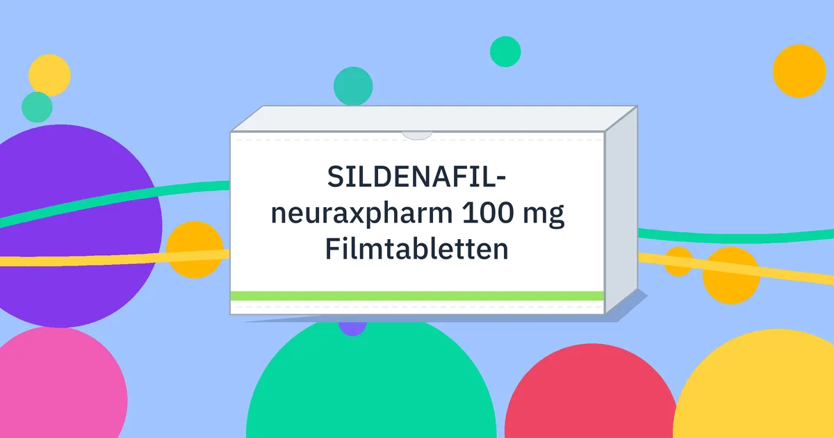 Symbolbild: Packung mit der Aufschrift SILDENAFIL-neuraxpharm 100 mg Filmtabletten (PZN 07116094) – Verfügbarkeit und Bezug in Apotheken in Frankfurt am Main