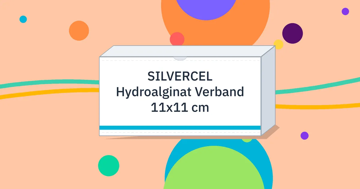 Symbolbild: Packung mit der Aufschrift SILVERCEL Hydroalginat Verband 11x11 cm (PZN 14139090) – Verfügbarkeit und Bezug in Apotheken in Frankfurt am Main