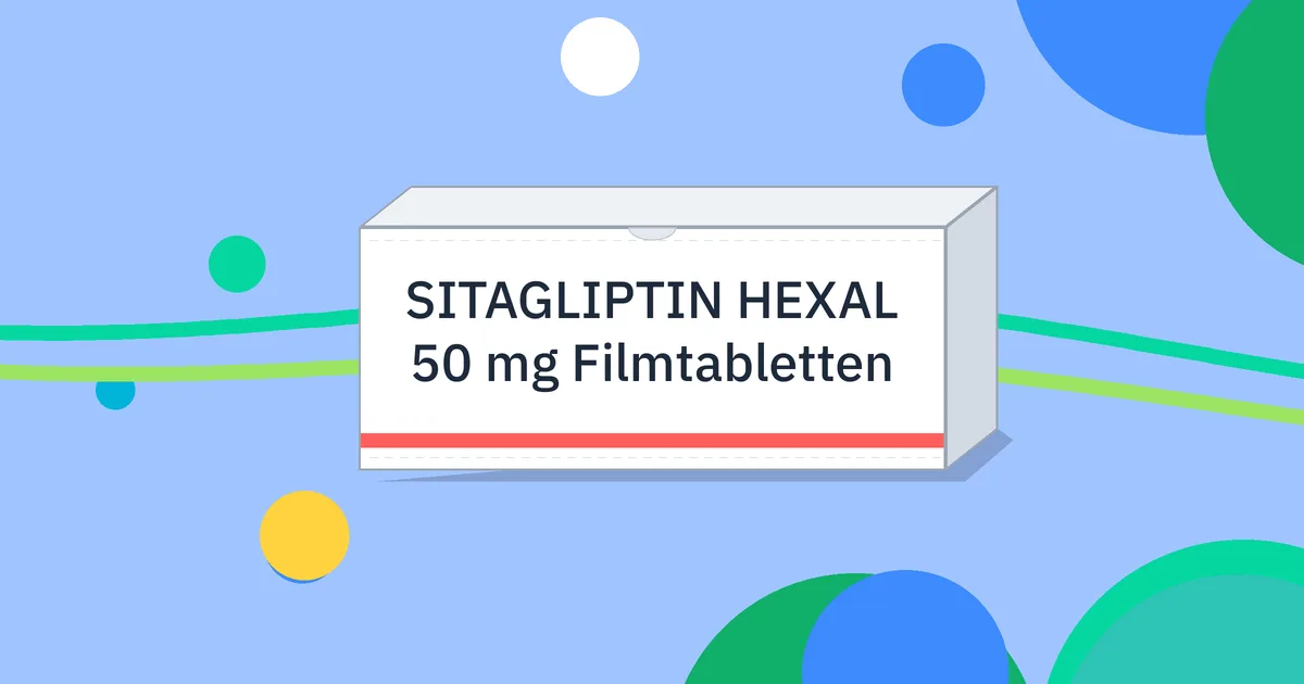 Symbolbild: Packung mit der Aufschrift SITAGLIPTIN HEXAL 50 mg Filmtabletten (PZN 17575124) – Verfügbarkeit und Bezug in Apotheken in Frankfurt am Main