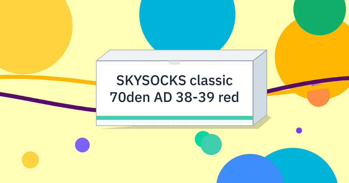 Symbolbild: Packung mit der Aufschrift SKYSOCKS classic 70den AD 38-39 red (PZN 18663971) – Verfügbarkeit und Bezug in Apotheken in Frankfurt am Main