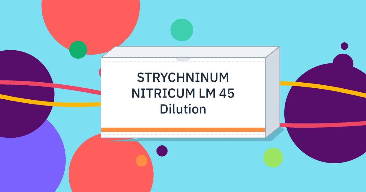 Symbolbild: Packung mit der Aufschrift STRYCHNINUM NITRICUM LM 45 Dilution (PZN 13206967) – Verfügbarkeit und Bezug in Apotheken in Frankfurt am Main