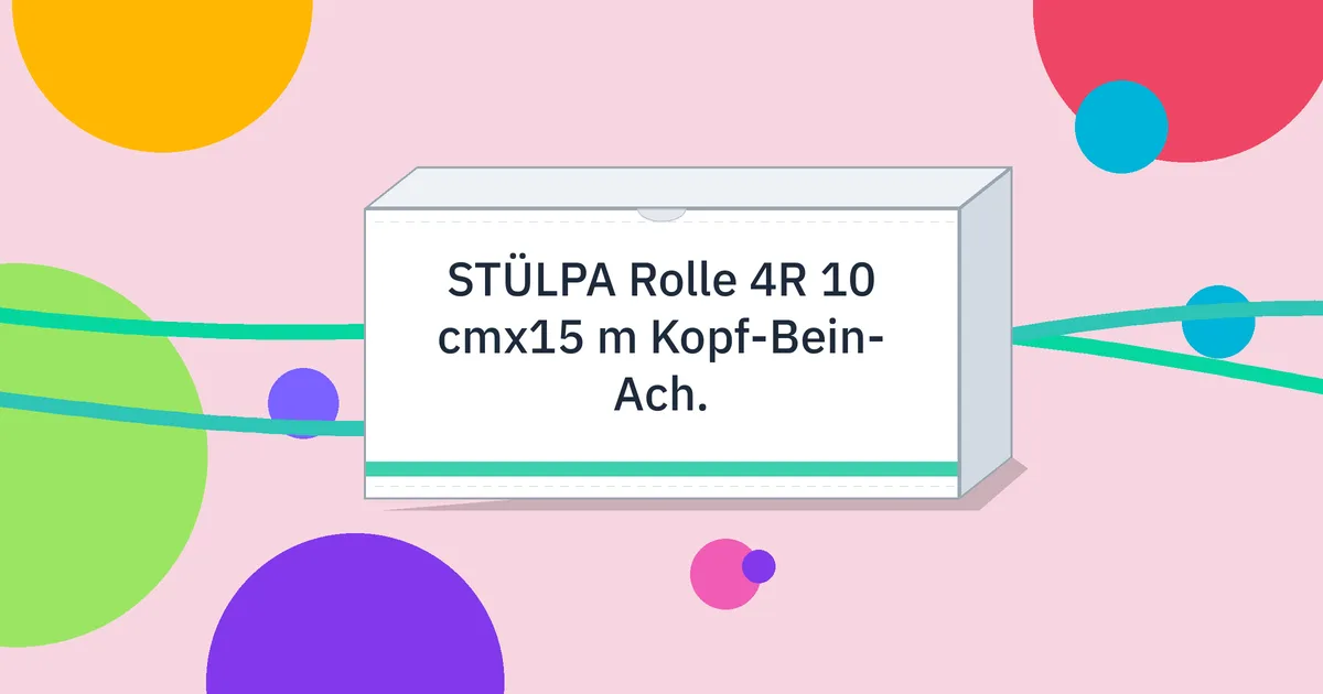 Symbolbild: Packung mit der Aufschrift STÜLPA Rolle 4R 10 cmx15 m Kopf-Bein-Ach. (PZN 19168185) – Verfügbarkeit und Bezug in Apotheken in Frankfurt am Main