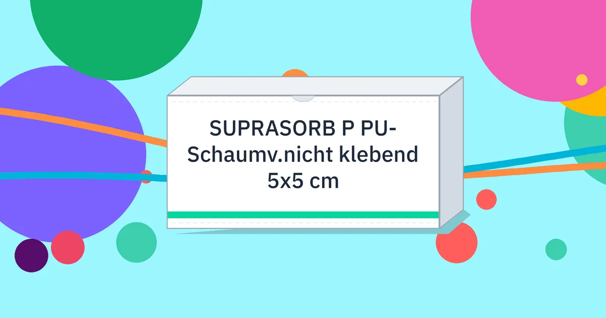 Symbolbild: Packung mit der Aufschrift SUPRASORB P PU-Schaumv.nicht klebend 5x5 cm (PZN 11551016) – Verfügbarkeit und Bezug in Apotheken in Frankfurt am Main