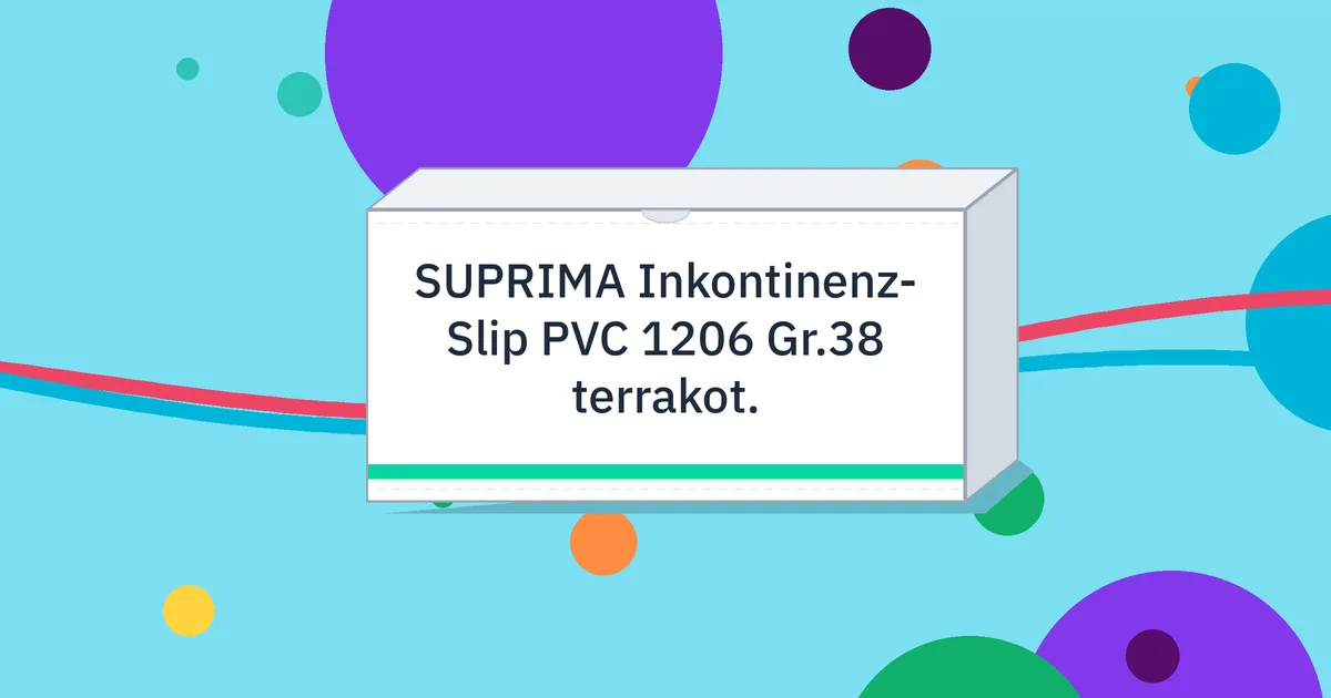 Symbolbild: Packung mit der Aufschrift SUPRIMA Inkontinenz-Slip PVC 1206 Gr.38 terrakot. (PZN 00417007) – Verfügbarkeit und Bezug in Apotheken in Frankfurt am Main