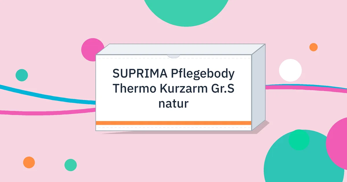 Symbolbild: Packung mit der Aufschrift SUPRIMA Pflegebody Thermo Kurzarm Gr.S natur (PZN 13058811) – Verfügbarkeit und Bezug in Apotheken in Frankfurt am Main