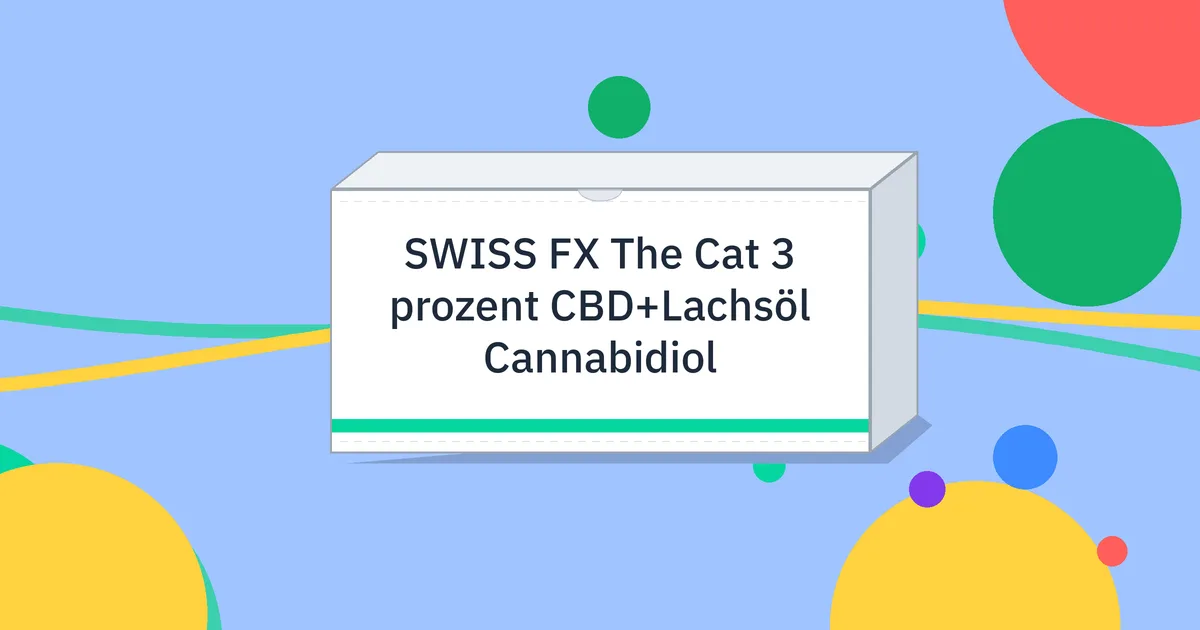 Symbolbild: Packung mit der Aufschrift SWISS FX The Cat 3 prozent CBD+Lachsöl Cannabidiol (PZN 17211416) – Verfügbarkeit und Bezug in Apotheken in Frankfurt am Main