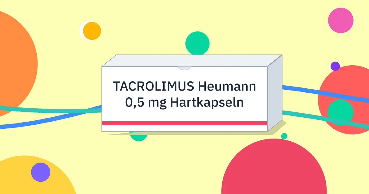 Symbolbild: Packung mit der Aufschrift TACROLIMUS Heumann 0,5 mg Hartkapseln (PZN 09708261) – Verfügbarkeit und Bezug in Apotheken in Frankfurt am Main