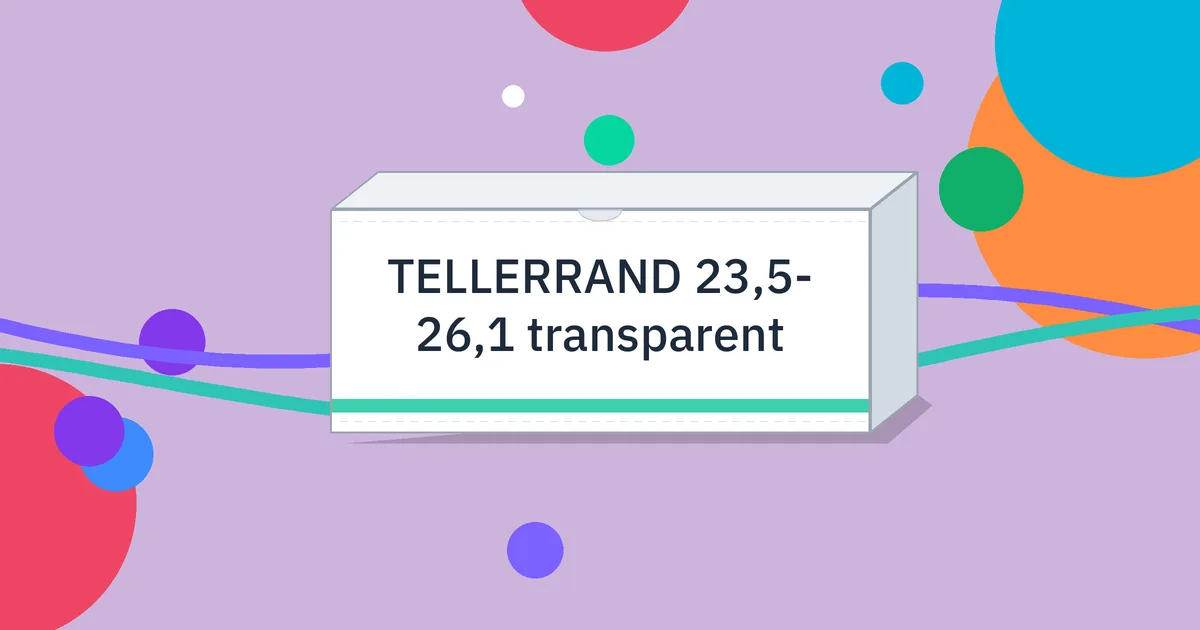 Symbolbild: Packung mit der Aufschrift TELLERRAND 23,5-26,1 transparent (PZN 04008843) – Verfügbarkeit und Bezug in Apotheken in Frankfurt am Main
