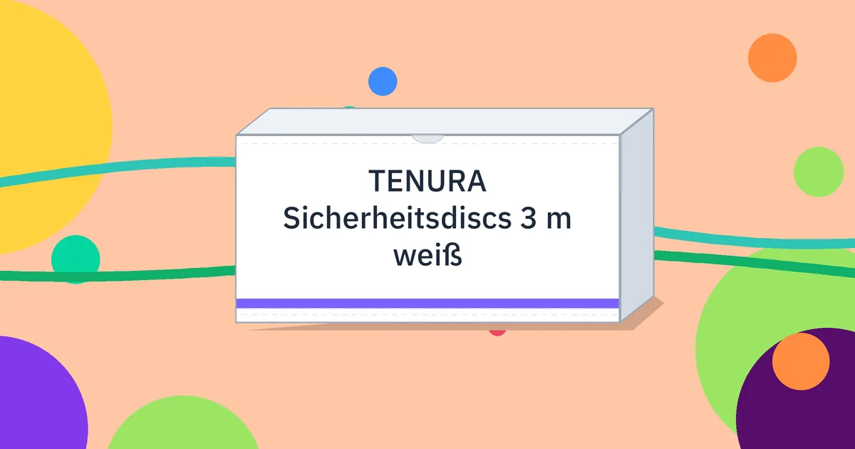 Symbolbild: Packung mit der Aufschrift TENURA Sicherheitsdiscs 3 m weiß (PZN 09669779) – Verfügbarkeit und Bezug in Apotheken in Frankfurt am Main