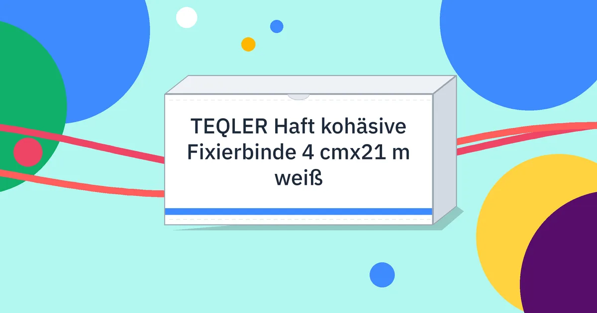 Symbolbild: Packung mit der Aufschrift TEQLER Haft kohäsive Fixierbinde 4 cmx21 m weiß (PZN 19829646) – Verfügbarkeit und Bezug in Apotheken in Frankfurt am Main